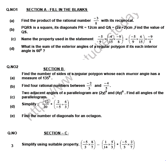 CBSE Class 8 Mathematics Worksheet Set G Solved CBSE Class 8 Mathematics Worksheet Set G Solved